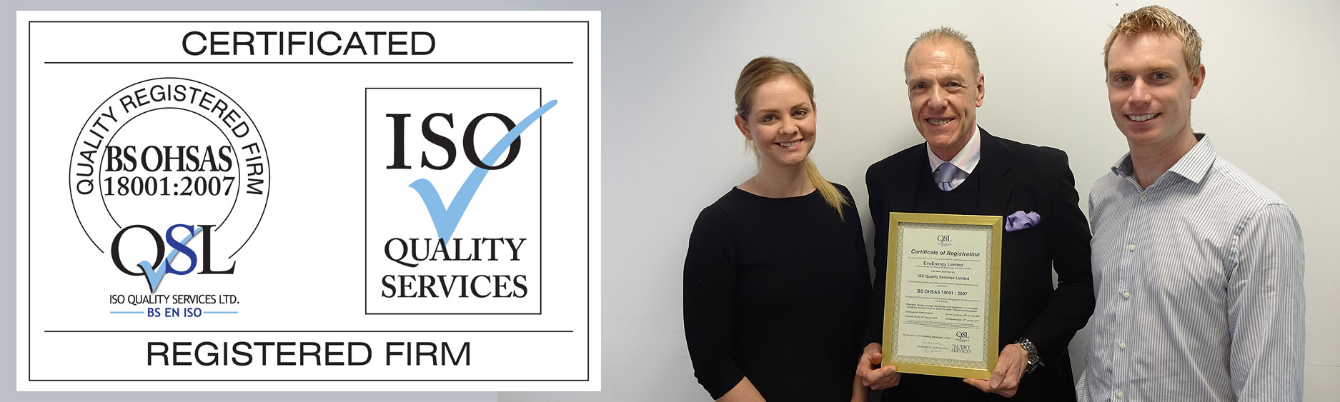 EvoEnergy Awarded BS OHSAS 18001 Certification